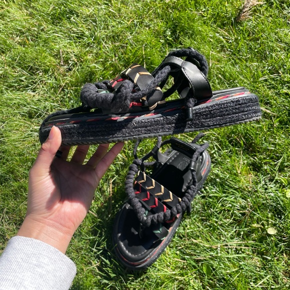 FARM Rio | Shoes | Farm Rio Black Rope Tie Flatform Sandal | Poshmark